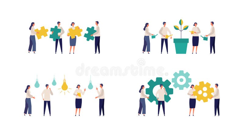 People Cooperation Concept. Partnership Vector Illustration Stock ...