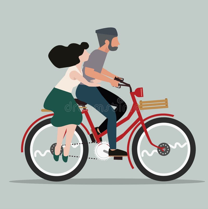 Couple Love Riding Bicycle Stock Illustrations – 862 Couple Love Riding ...