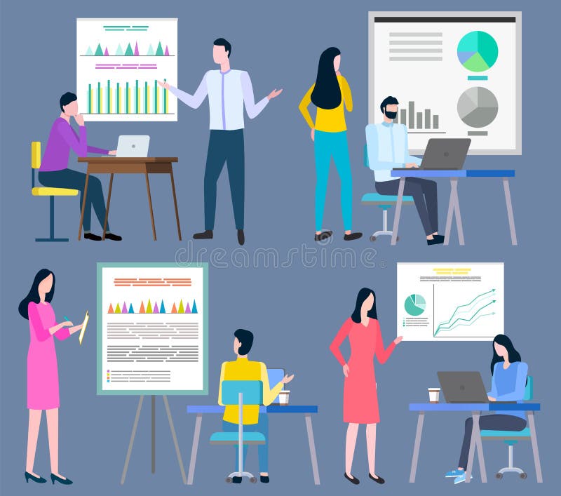 People Creating Business Plan for Company Team Stock Vector ...