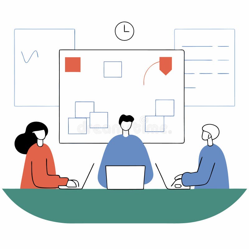 People Creating Content Image. Flat Style Stock Vector - Illustration ...