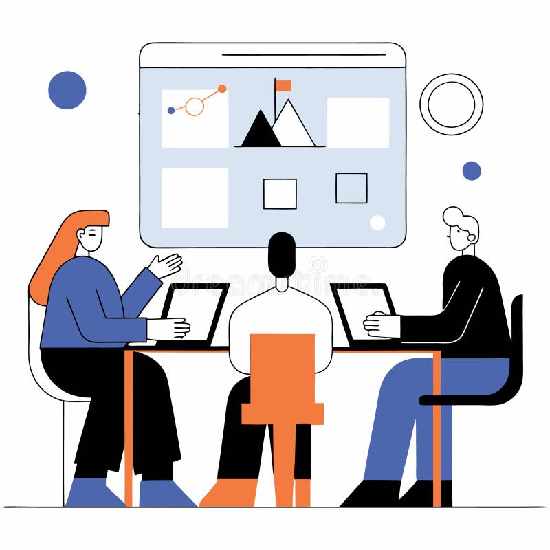 People Creating Content Image. Flat Style Stock Vector - Illustration ...