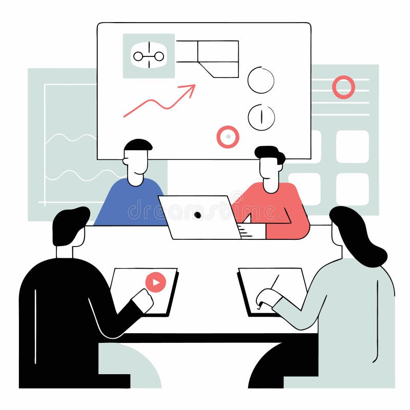 People Creating Content Image. Flat Style Stock Vector - Illustration ...