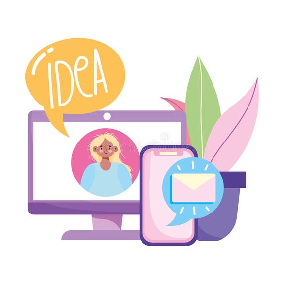 People Creativity and Technology,computer Girl Idea Smartphone Email ...