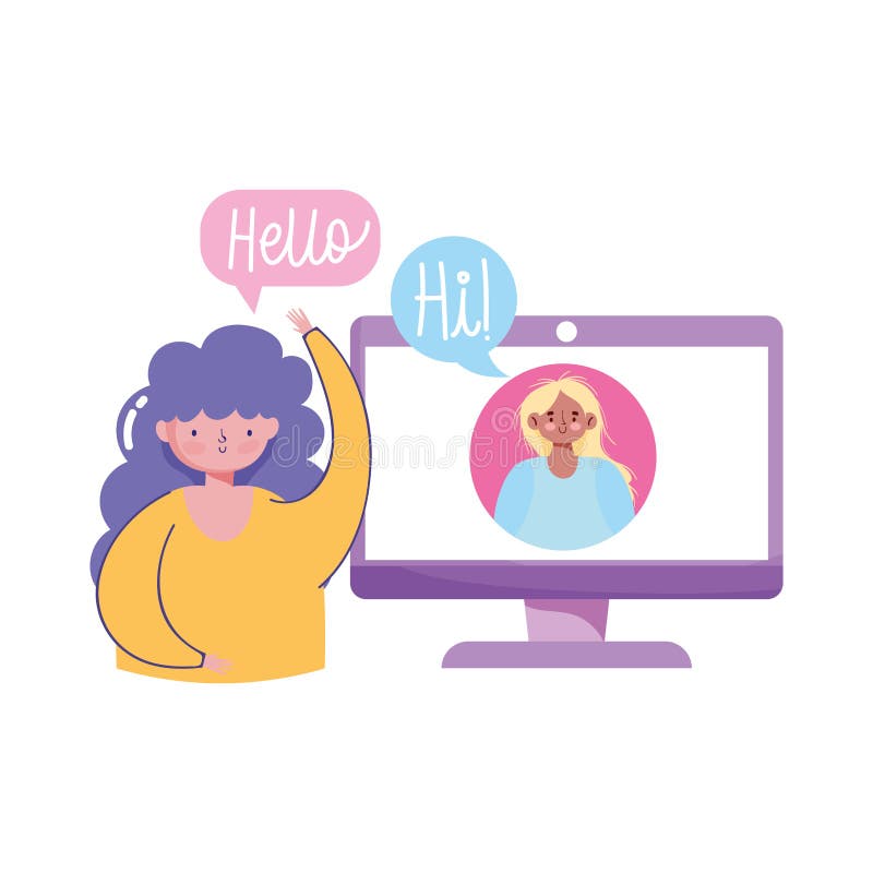 People Creativity and Technology,girls Computer Talking Video Call ...