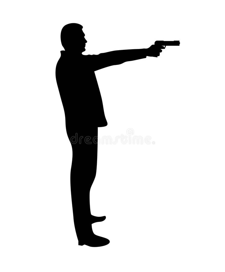 Silhouette of Man Aiming with a Gun Stock Vector - Illustration of ...