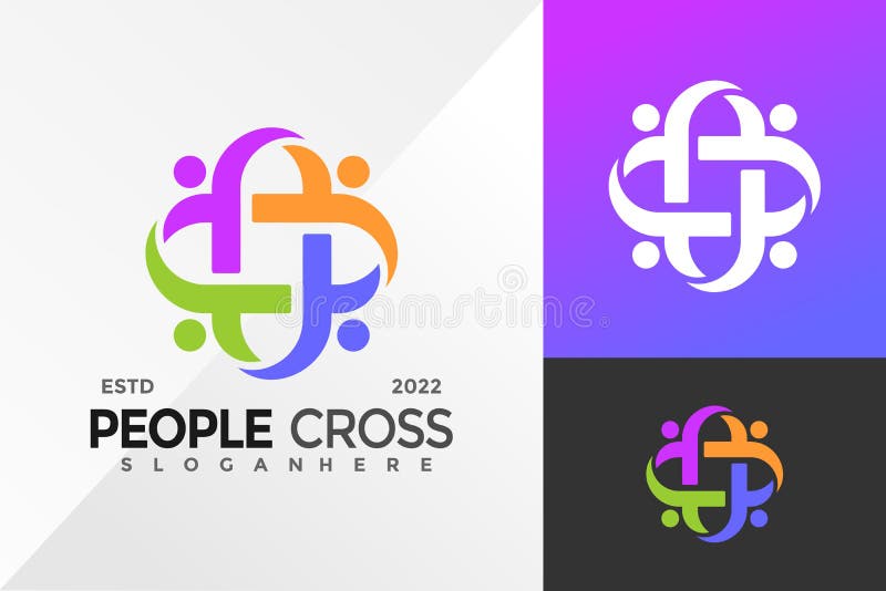 People Cross Logo Design Vector Illustration Template Stock Vector ...