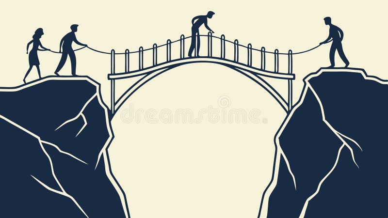 People Crossing Bridge, Connection, Overcoming Challenges, Unity, Vector Design Generative AI ...