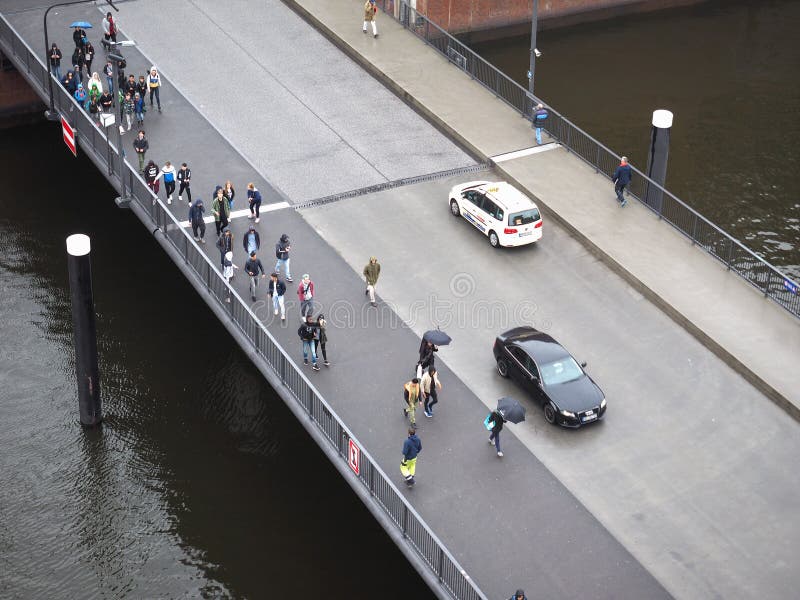 People Crossing Bridge in Hamburg Editorial Stock Photo - Image of ...