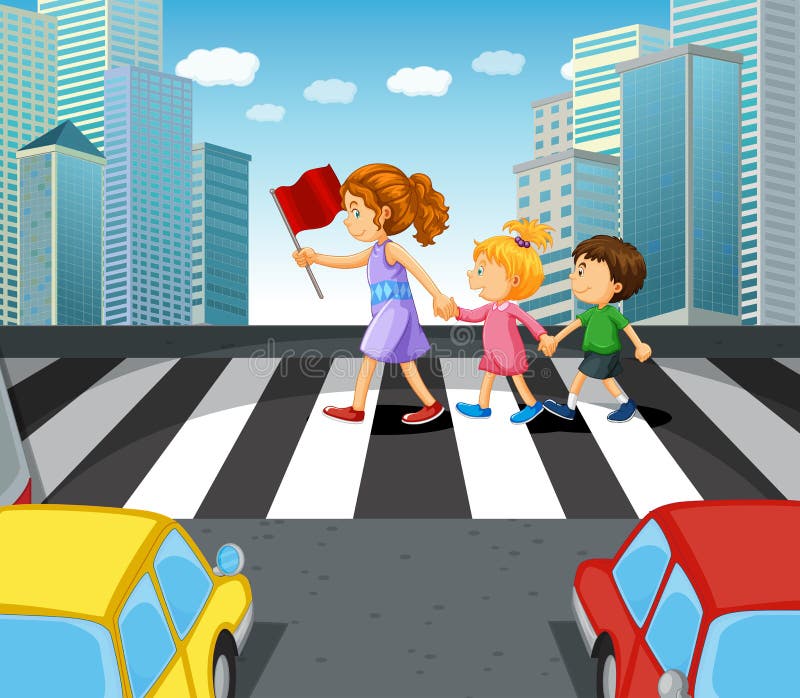 People crossing the street stock vector. Illustration of city - 101927003