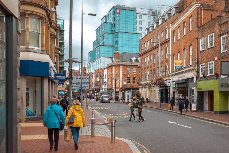 People Crossing Street at Friar Street, Reading, England, United ... People Crossing Street at Friar Street, Reading, England, United ...