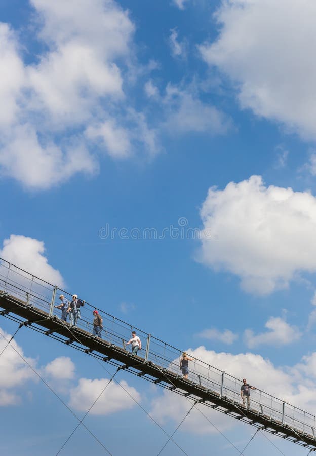 People Crossing the Suspension Bridge in Geierlay Editorial Image ...