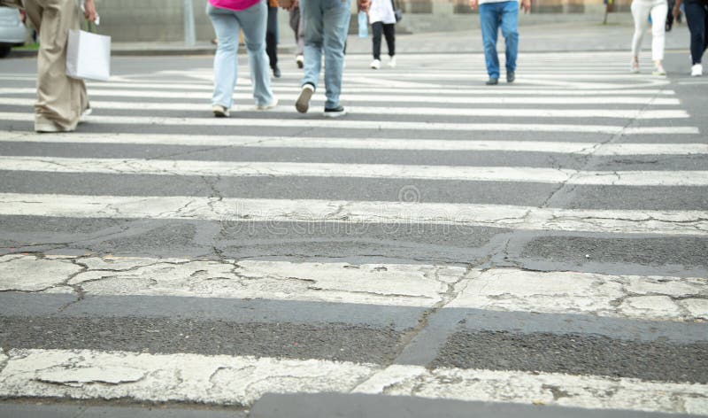 People Crossing the Zebra on the Road Stock Image - Image of travel ...