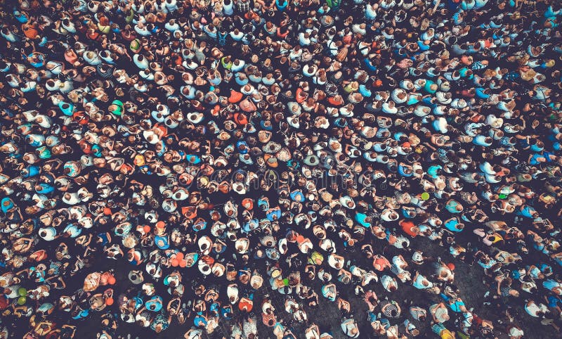People Crowd, Aerial, Top View. Toned Image Stock Image - Image of ...