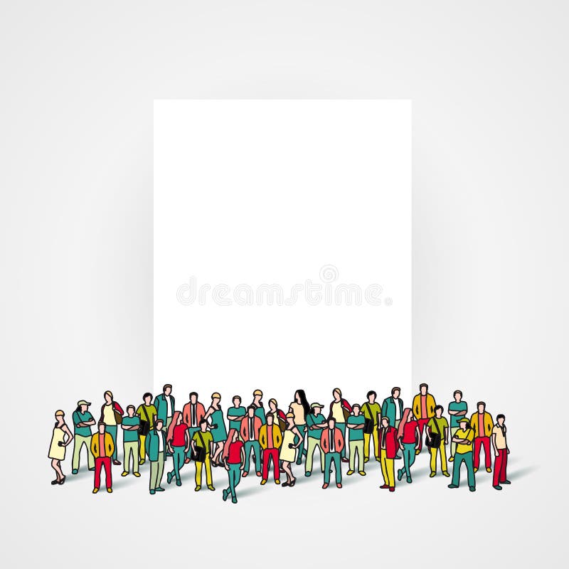 People Crowd with Blank Banner. Stock Vector - Illustration of business ...