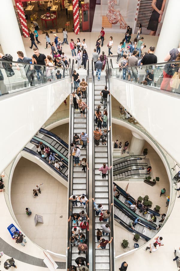 People Crowd on Escalators in Luxury Shopping Mall Editorial ...