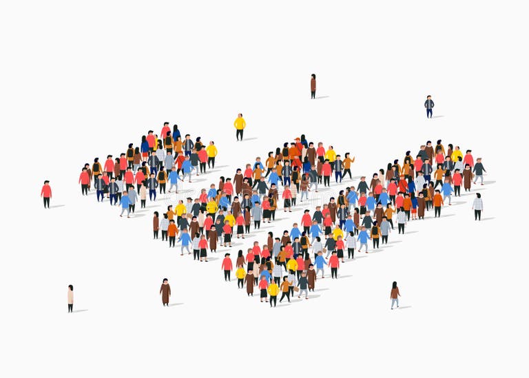 People Crowd in Form of Growing Chart. Statistic Concept Stock Vector ...