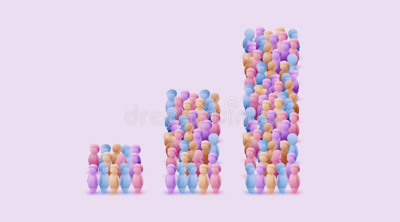 People Crowd in Form of Growing Chart. Statistic Concept Stock Vector ...