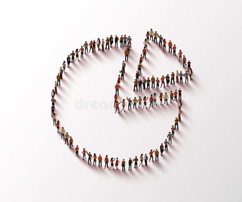 People Crowd in Form of Pie Chart Composed of People. Statistic Concept ...