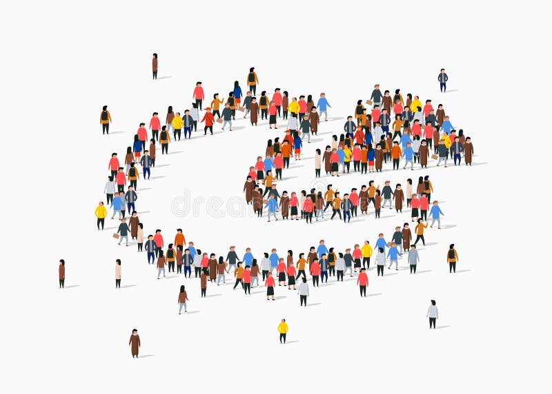 People Crowd in Form of Pie Chart Composed of People. Statistic Concept ...