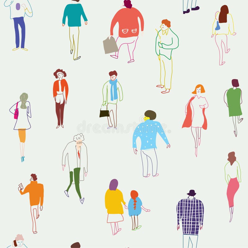People and Crowd Seamless Pattern Stock Vector - Illustration of ...