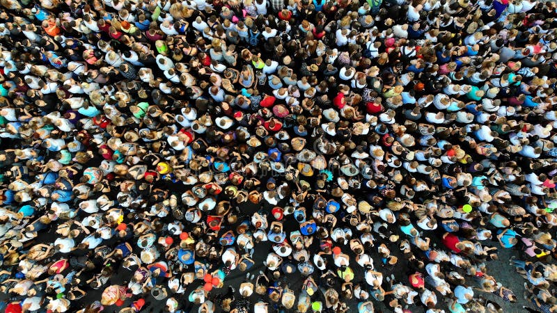 People Crowd Texture Background. Top View from Drone Stock Photo ...