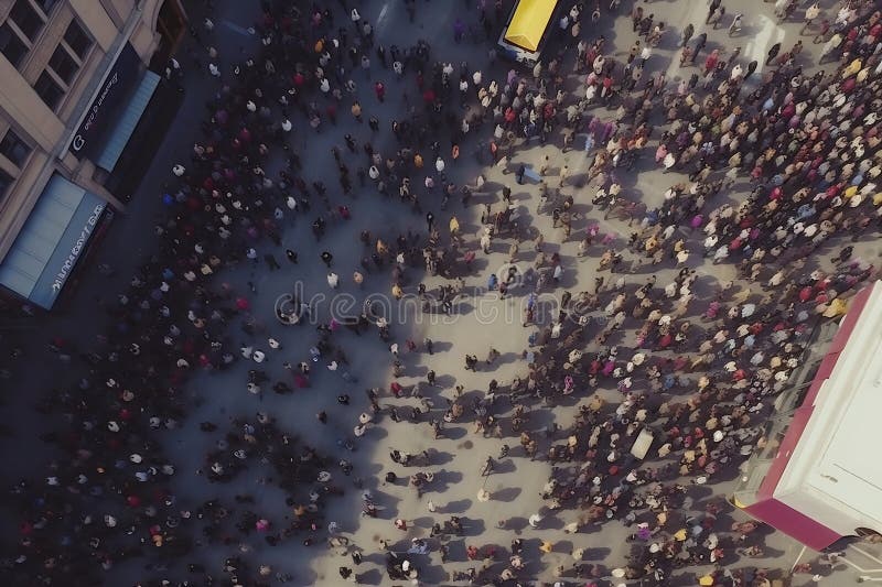 People Crowd Walking on Around City Square View from the Top Stock ...