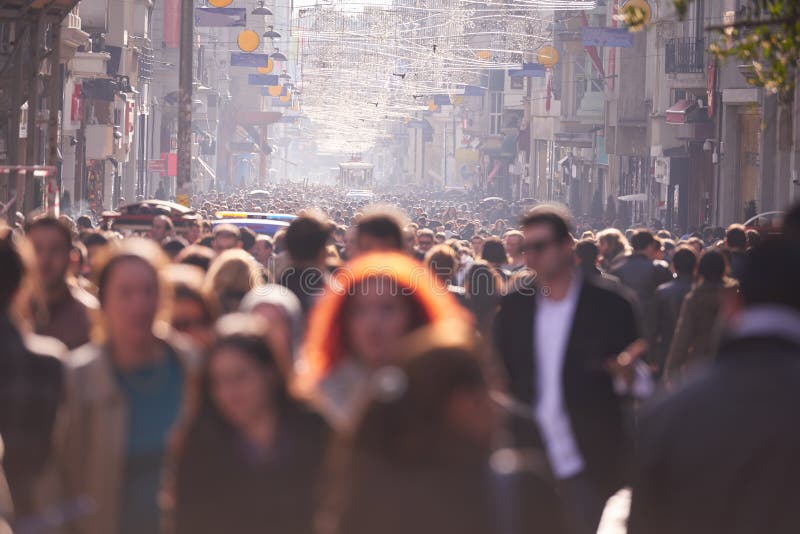 Crowd Of People Walking On Street Sidewalk Editorial Stock Image
