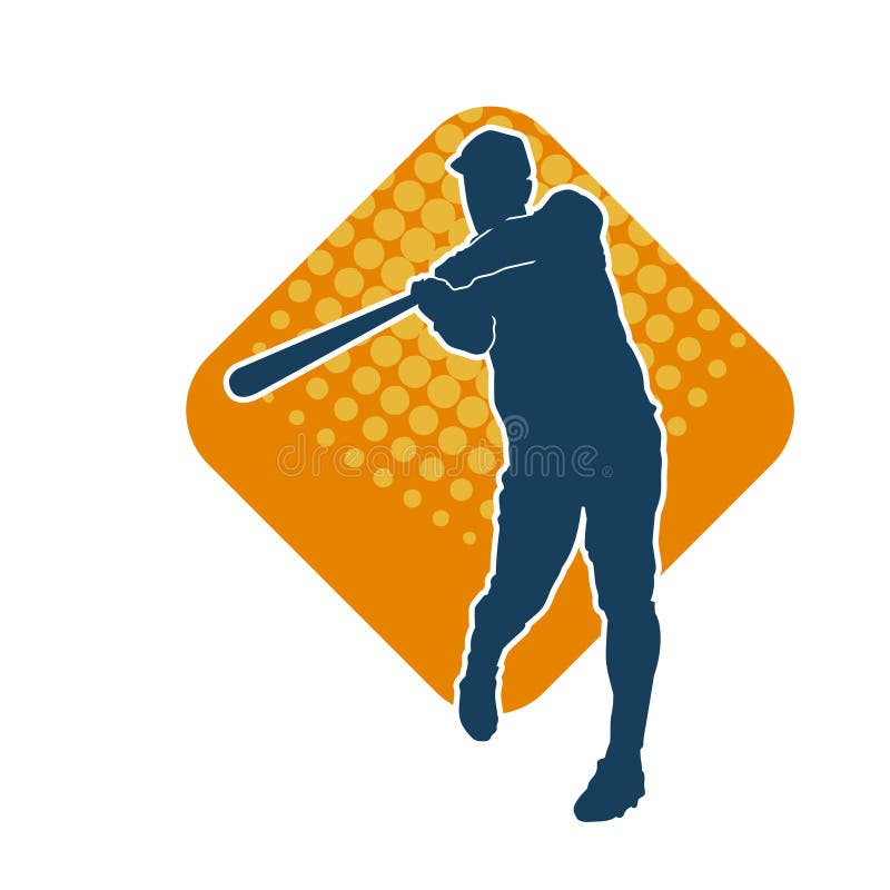 Silhouette of a Male Baseball Batter Player in Action Pose. Stock ...