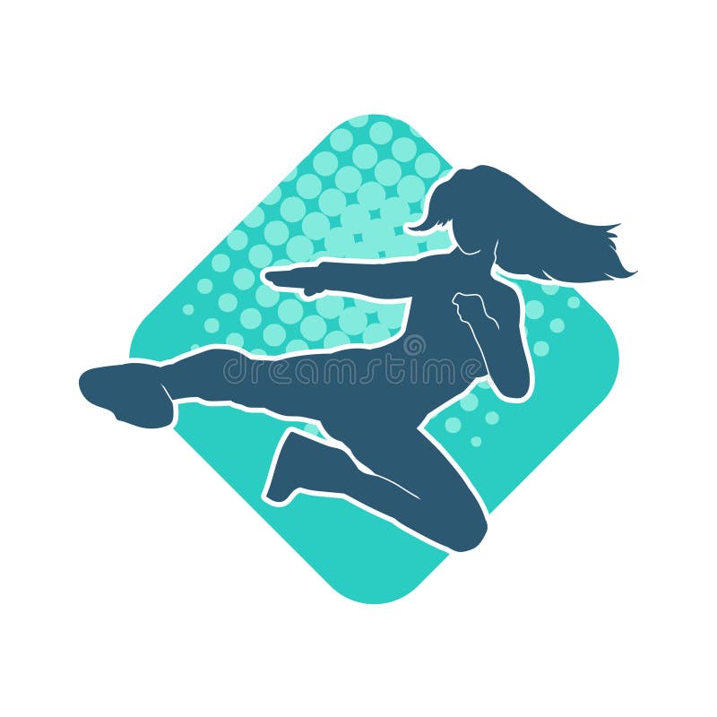Silhouette of a Woman Doing a Martial Art Kick. Stock Vector ...