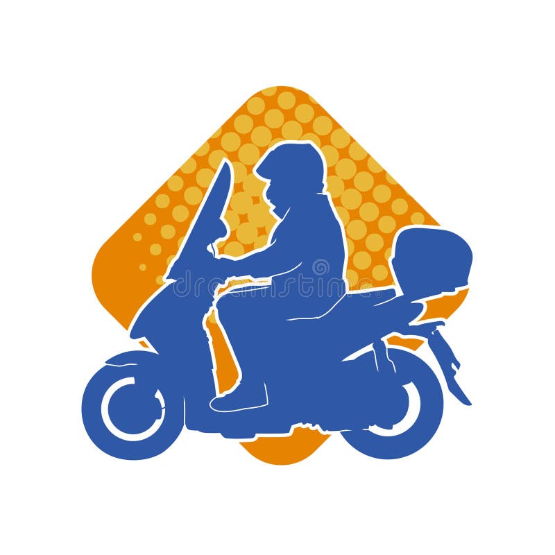 Silhouette of a Motor Rider Ride an Electric Motorbike. Stock Vector ...