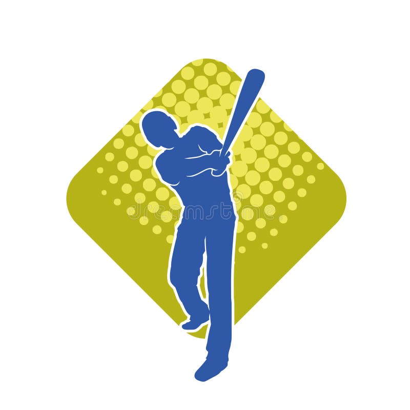 Silhouette of a Male Baseball Batter Player in Action Pose. Stock ...