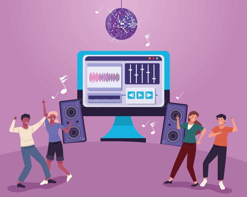 People Dancing with Desktop Stock Vector - Illustration of persons ...