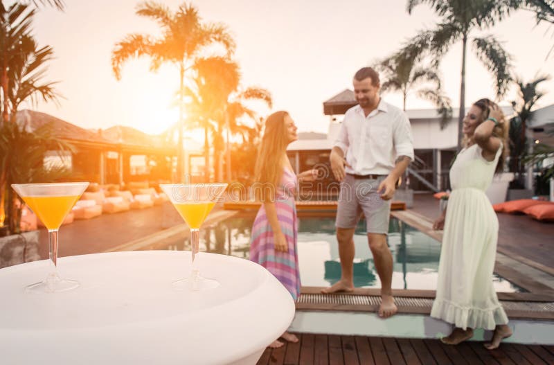 Two cocktails on bar table stock image. Image of beverage - 69531967