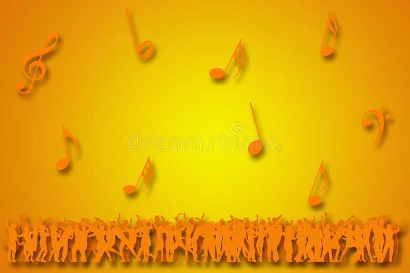 People Dancing and Music Notes Stock Illustration - Illustration of ...