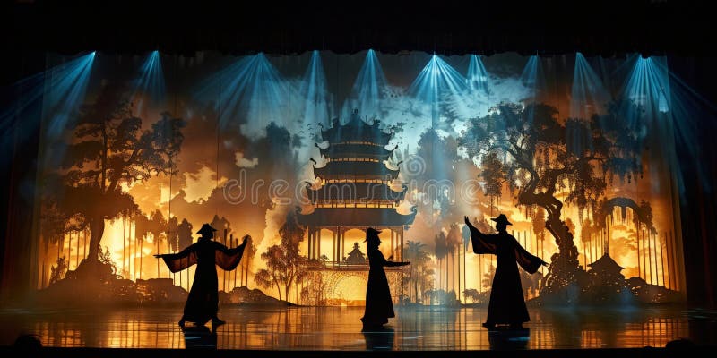 People are Dancing on a Stage in Front of a Fiery Scene Stock Image ...