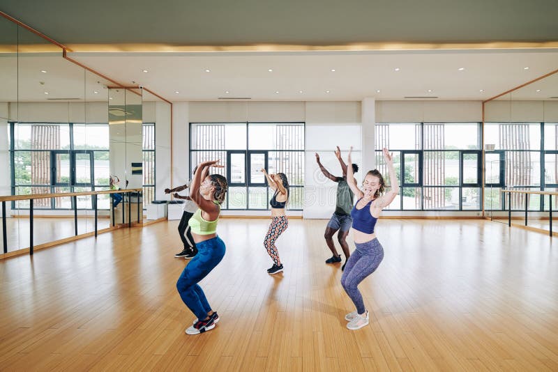 People dancing in studio stock image. Image of multiethnic - 193666855