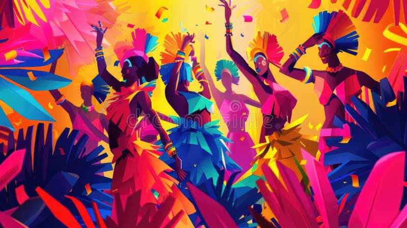 People Dancing Together in a Dense Jungle Environment Stock Photo ...