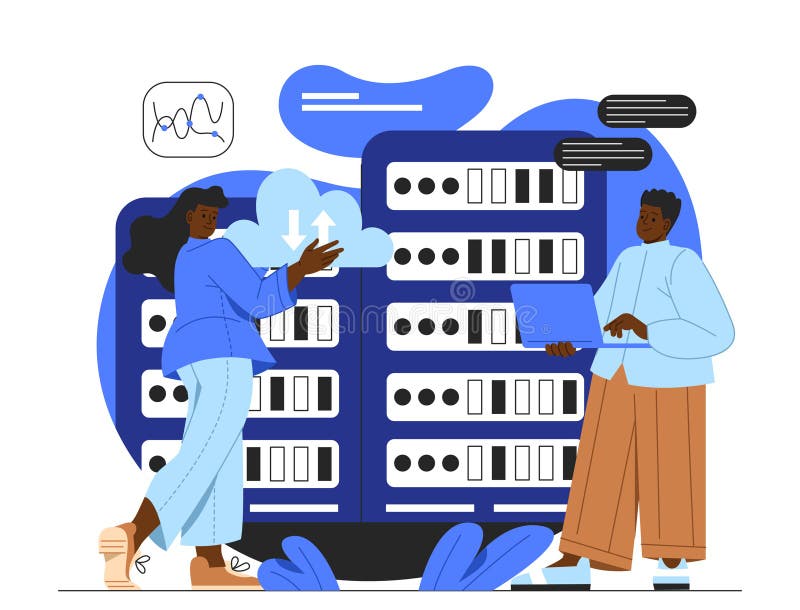 People in Data Center Vector Concept Stock Vector - Illustration of ...