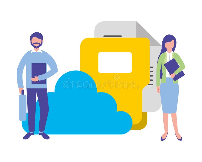 People Data Cloud Computing Folder File Stock Vector - Illustration of ...