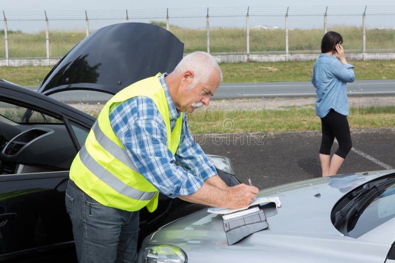 People Dealing with Car Accident Stock Image - Image of report, traffic ...