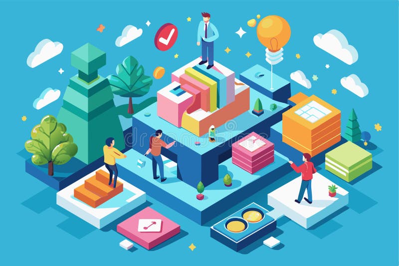 People are Depicted in a Vibrant Isometric Environment, Reflecting ...