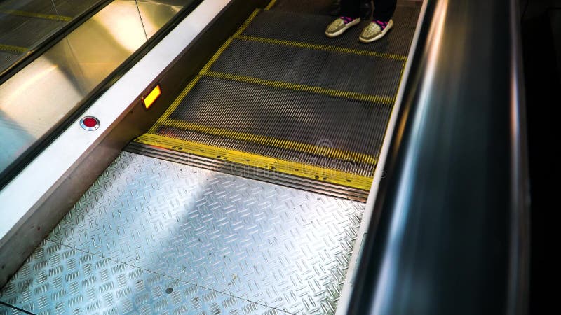 People Descend from a Moving Escalator on the Rise. Stock Footage ...