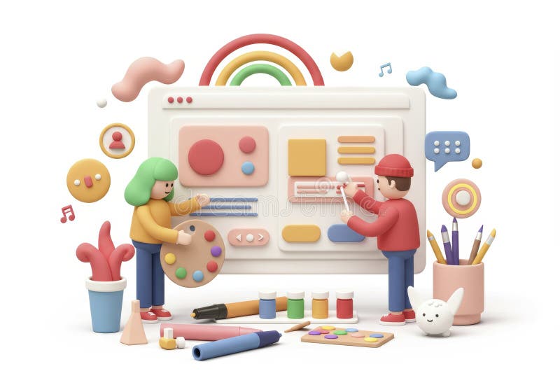 People Designing Interface Website with Colorful Elements and Tools ...