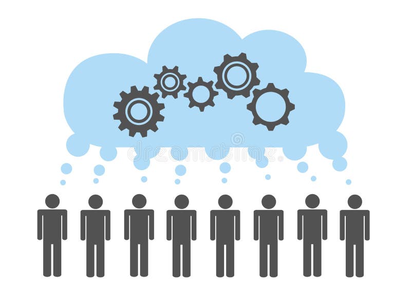 People Develop a Common Idea Pictogram with Gears Stock Vector ...