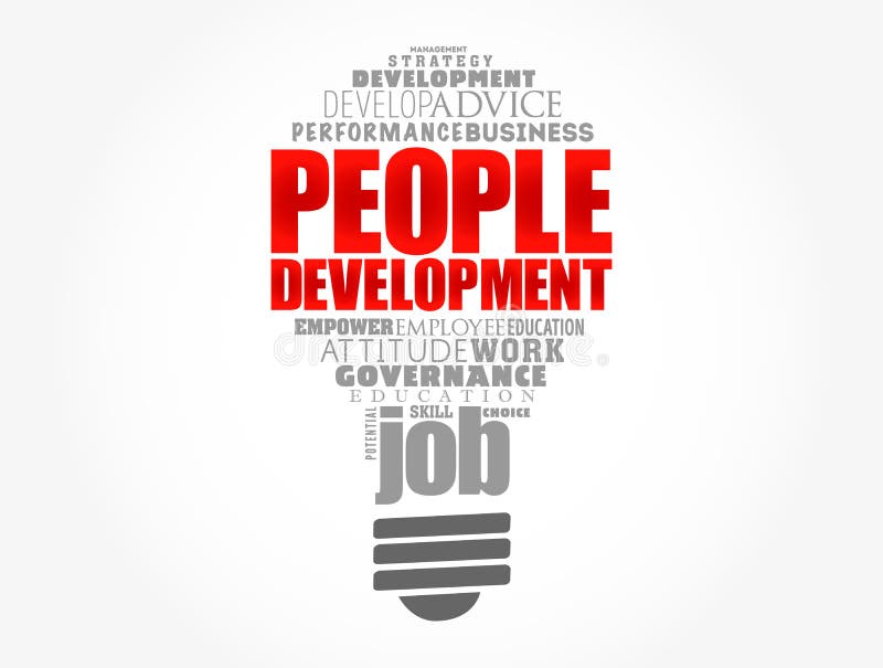 People Development Light Bulb Word Cloud Collage, Business Concept ...