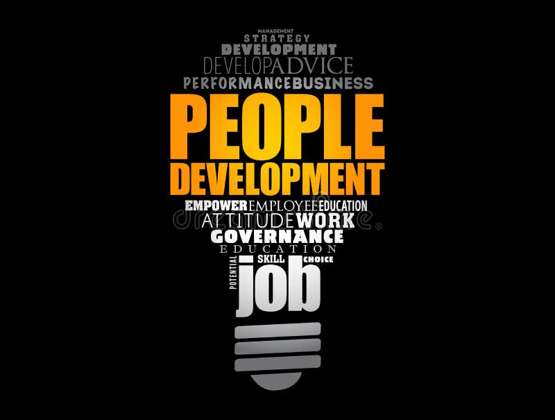 People Development Light Bulb Word Cloud Collage Stock Illustration ...