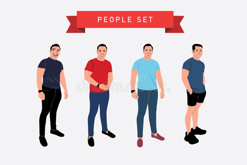 Men with Different Body Types. Vector Illustration in Flat Cartoon ...