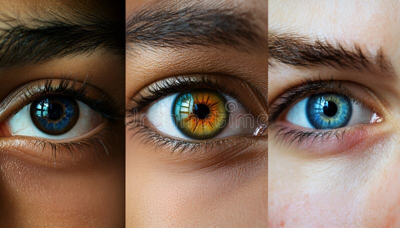 People with Different Colored Eyes, Photo Collage Stock Image - Image ...