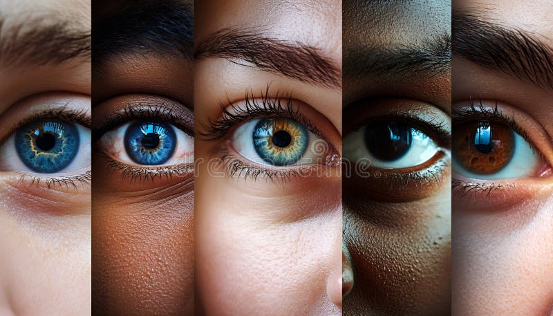 People with Different Colored Eyes, Photo Collage Stock Image - Image ...