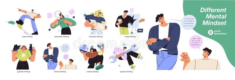 People with Different Mental Mindsets Set. Various Thinking Types ...